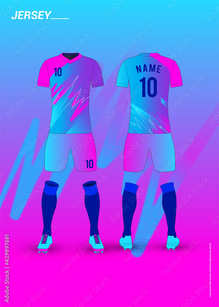 3D realistic of front and back of football jersey shirt with pants and ...