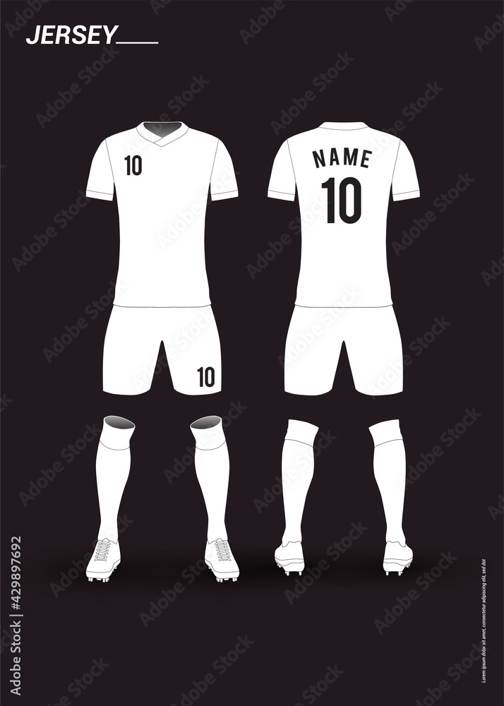 3D realistic of front and back of football jersey shirt with pants and ...