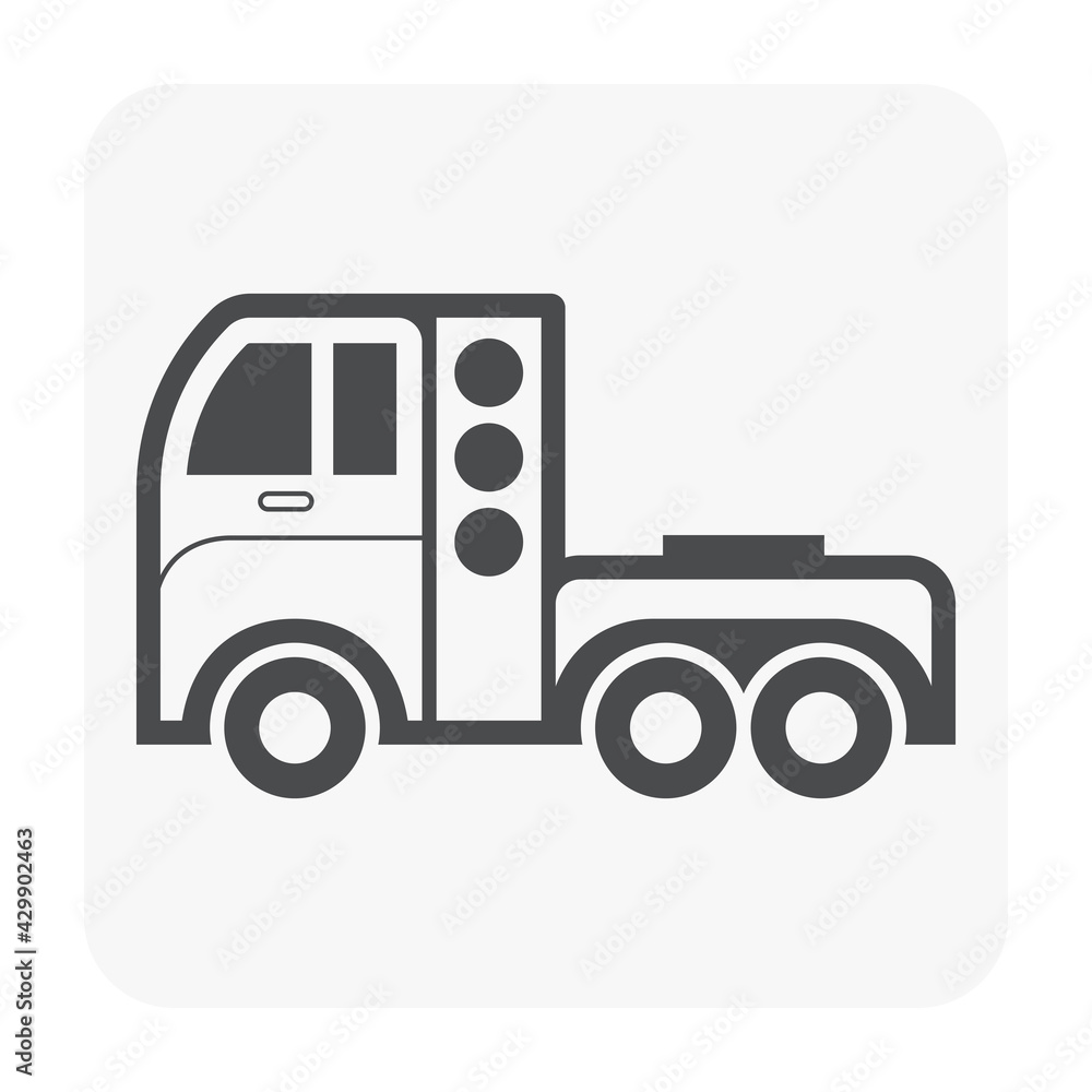 Tractor unit of trailer truck and cylinder tank bottle vector icon ...