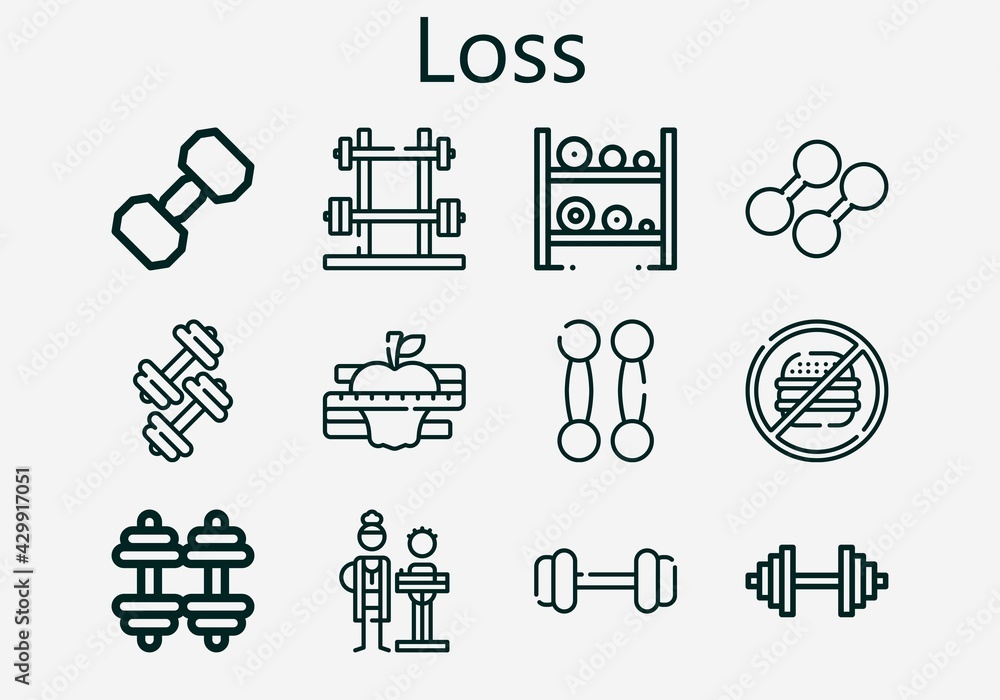 Premium set of loss [S] icons. Simple loss icon pack. Stroke vector ...