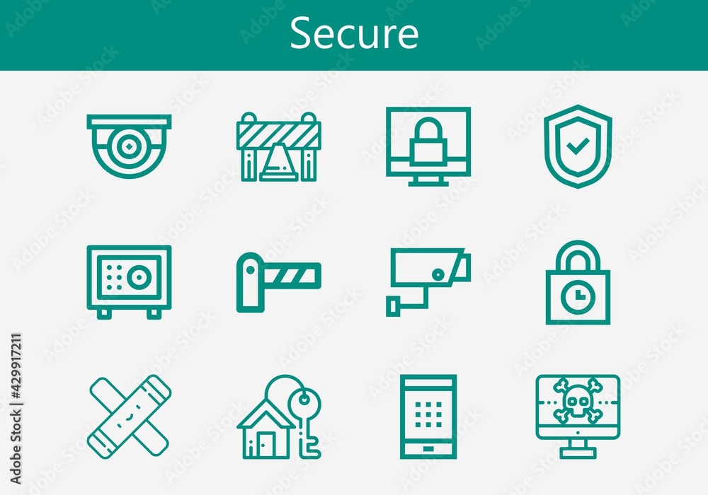 Premium set of secure line icons. Simple secure icon pack. Stroke ...