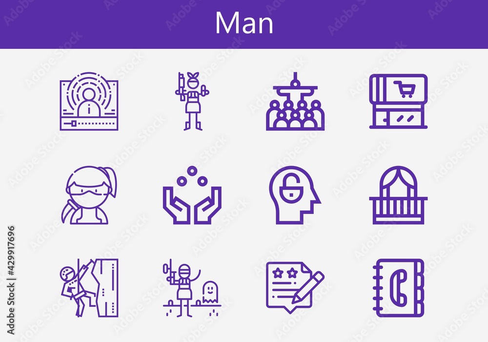 Premium set of man line icons. Simple man icon pack. Stroke vector ...