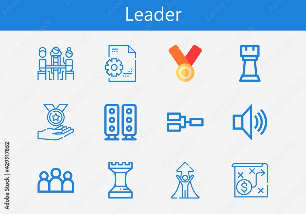 Premium set of leader line icons. Simple leader icon pack. Stroke ...