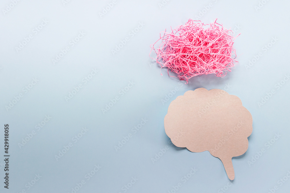 Poster Simple thinking overthinking concept made with real paper brain ...