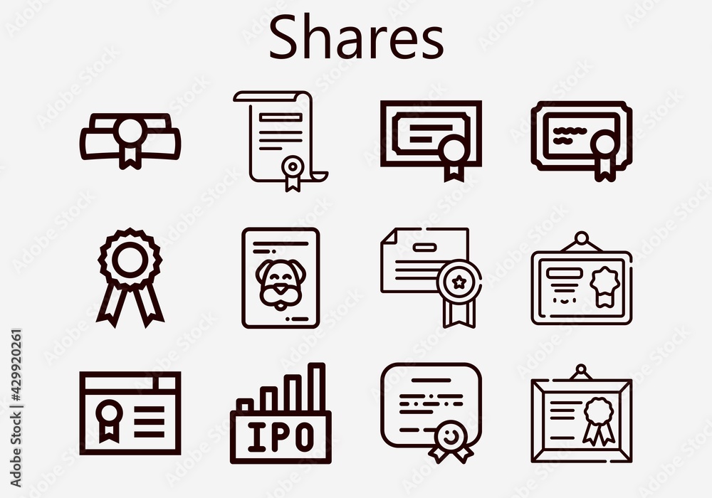 Premium set of shares [S] icons. Simple shares icon pack. Stroke vector ...