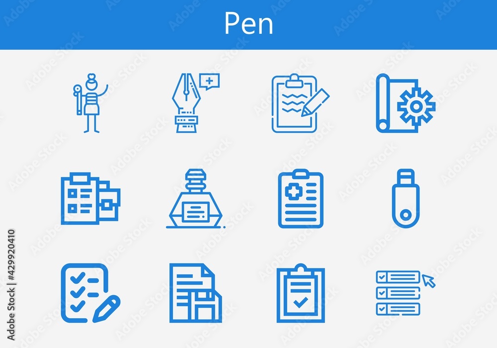 Premium set of pen line icons. Simple pen icon pack. Stroke vector ...
