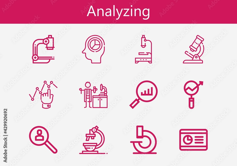 Premium set of analyzing line icons. Simple analyzing icon pack. Stroke ...