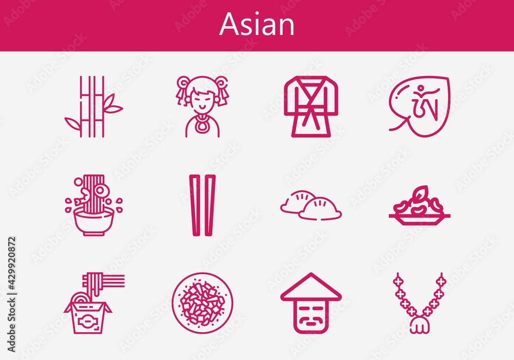 Premium set of asian line icons. Simple asian icon pack. Stroke vector ...