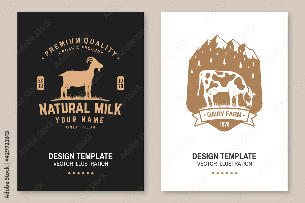 Dairy farm. Only fresh milk. Vector. Flyer, brochure, banner, poster ...