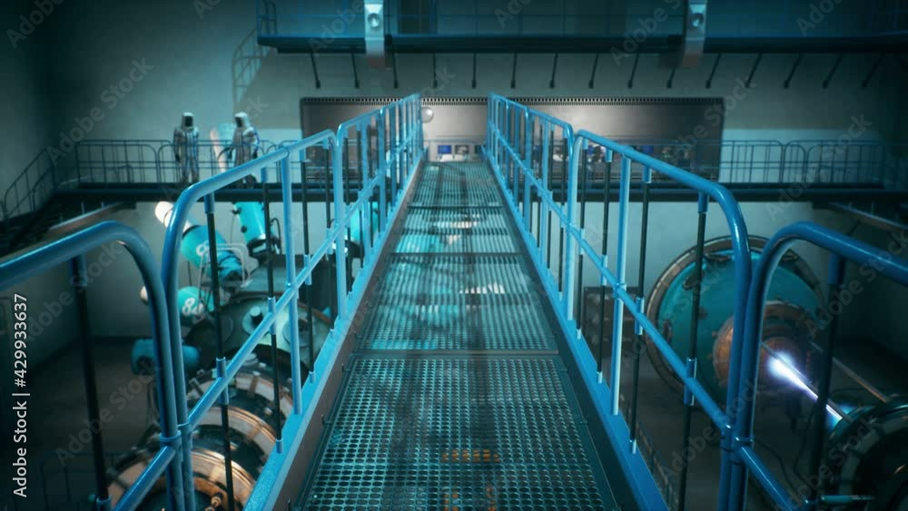 Vidéo Stock A Sci-Fi laboratory with a control room for a time machine ...