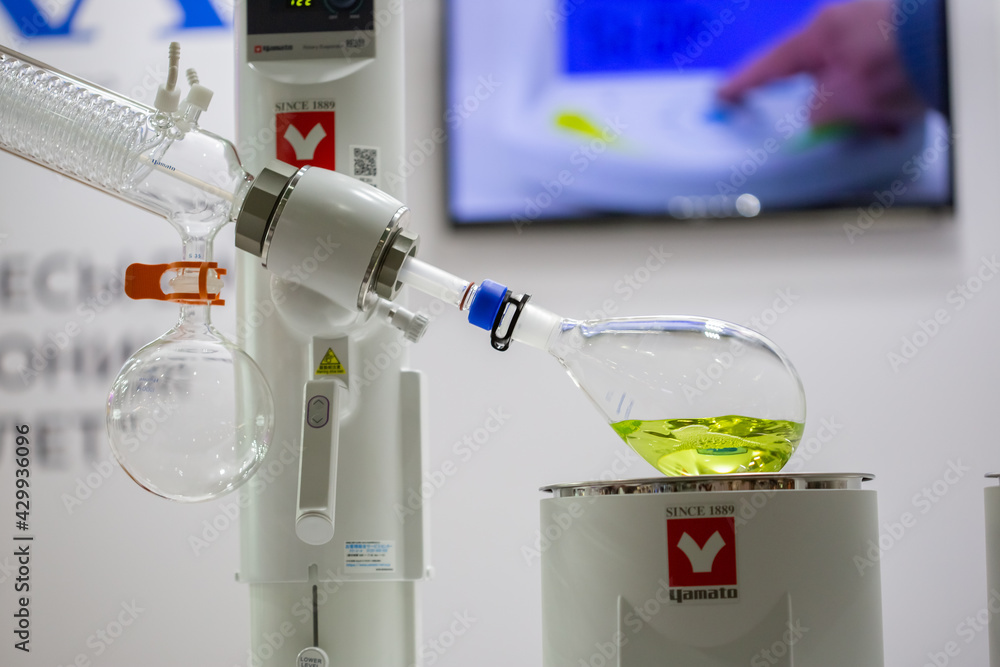 Laboratory rotary evaporator, rotating chemical flask for evaporate ...