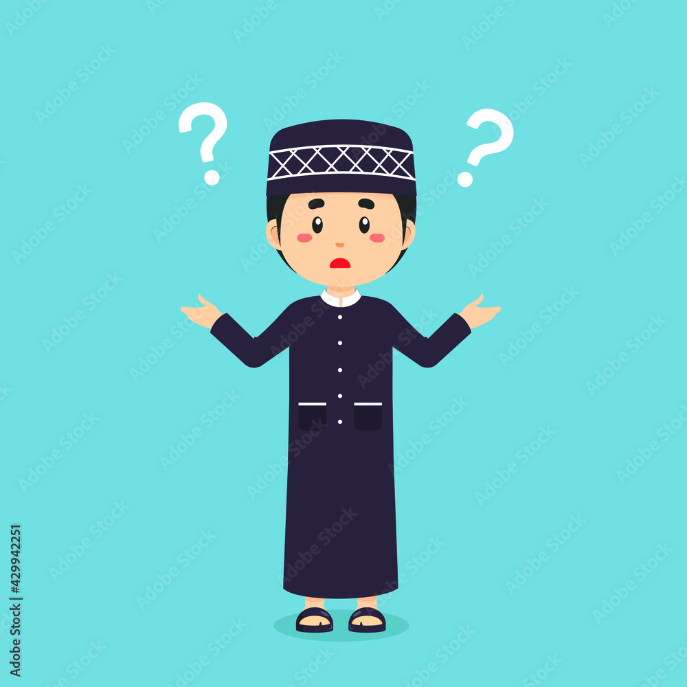 Muslim Confused with Question Mark Stock Vector | Adobe Stock