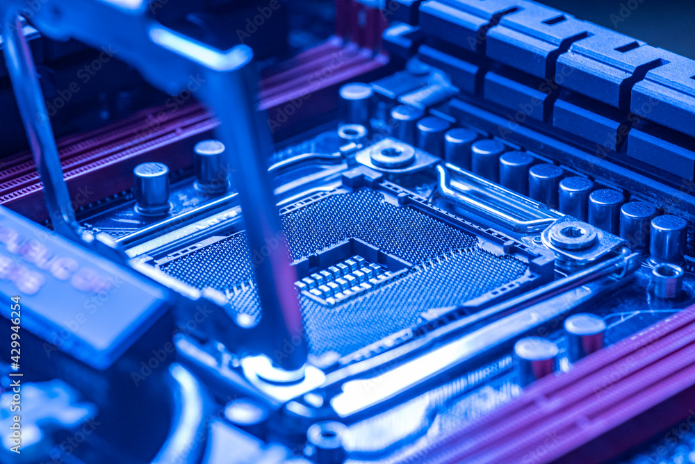 Cpu socket in a motherboard 9 Stock Photo | Adobe Stock