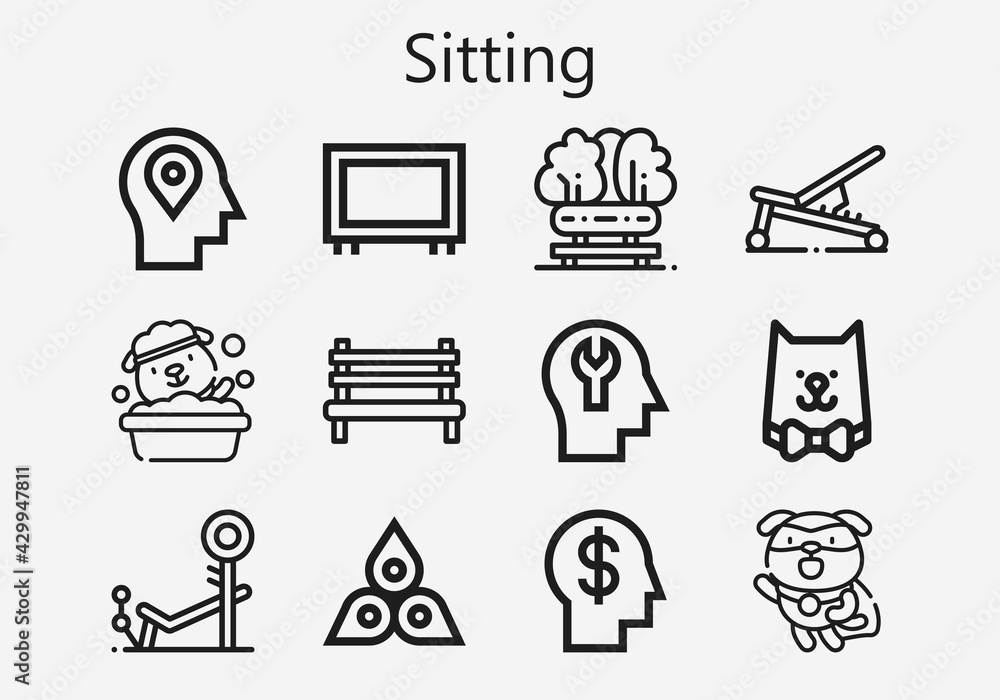 Premium set of sitting [S] icons. Simple sitting icon pack. Stroke ...