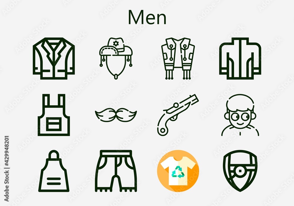 Premium set of men [S] icons. Simple men icon pack. Stroke vector ...