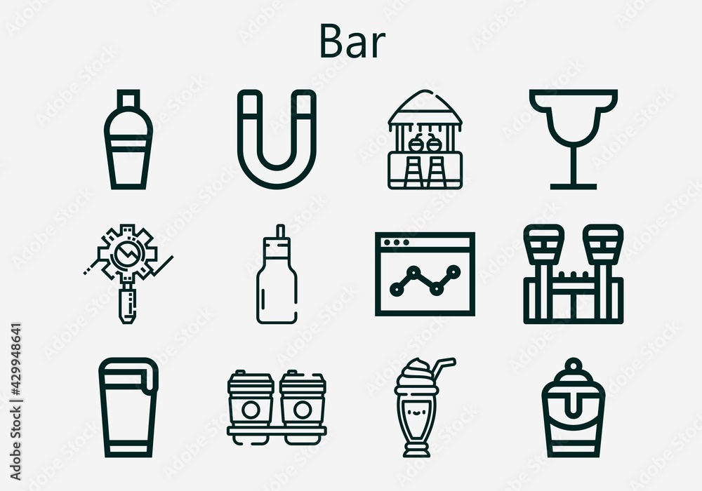 Premium set of bar [S] icons. Simple bar icon pack. Stroke vector ...