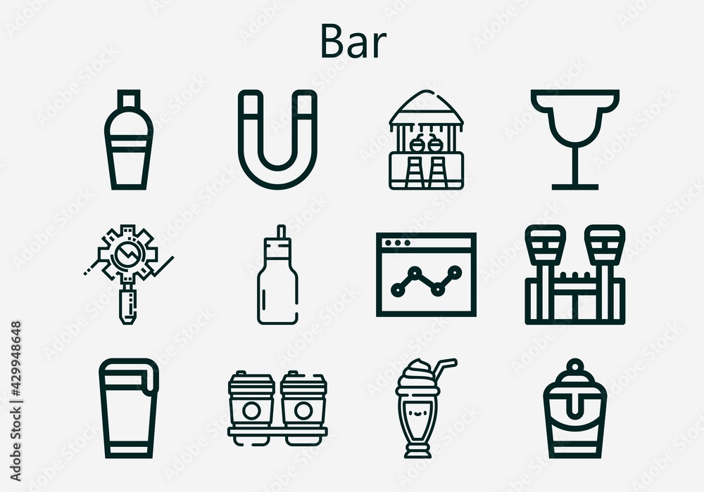 Premium set of bar [S] icons. Simple bar icon pack. Stroke vector ...