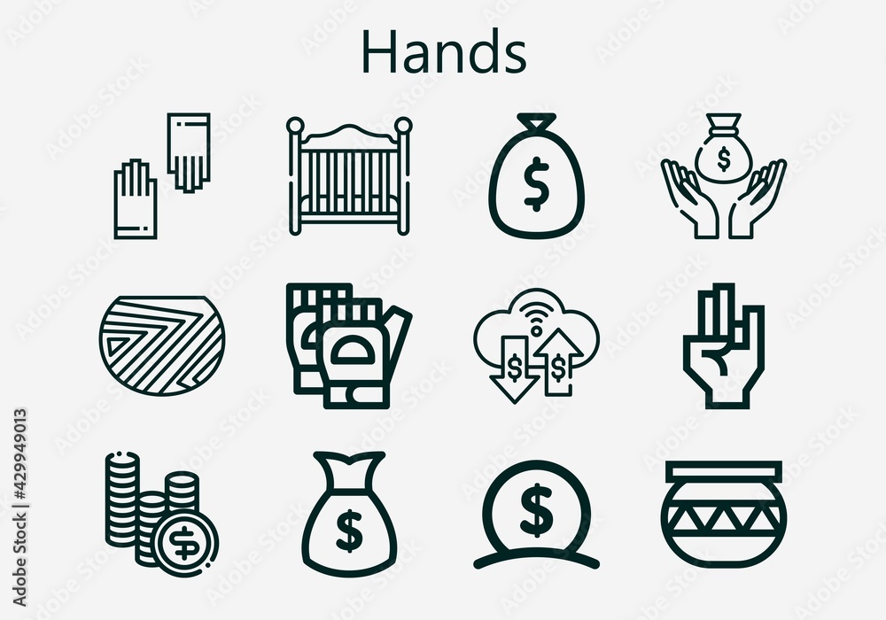Premium set of hands [S] icons. Simple hands icon pack. Stroke vector ...
