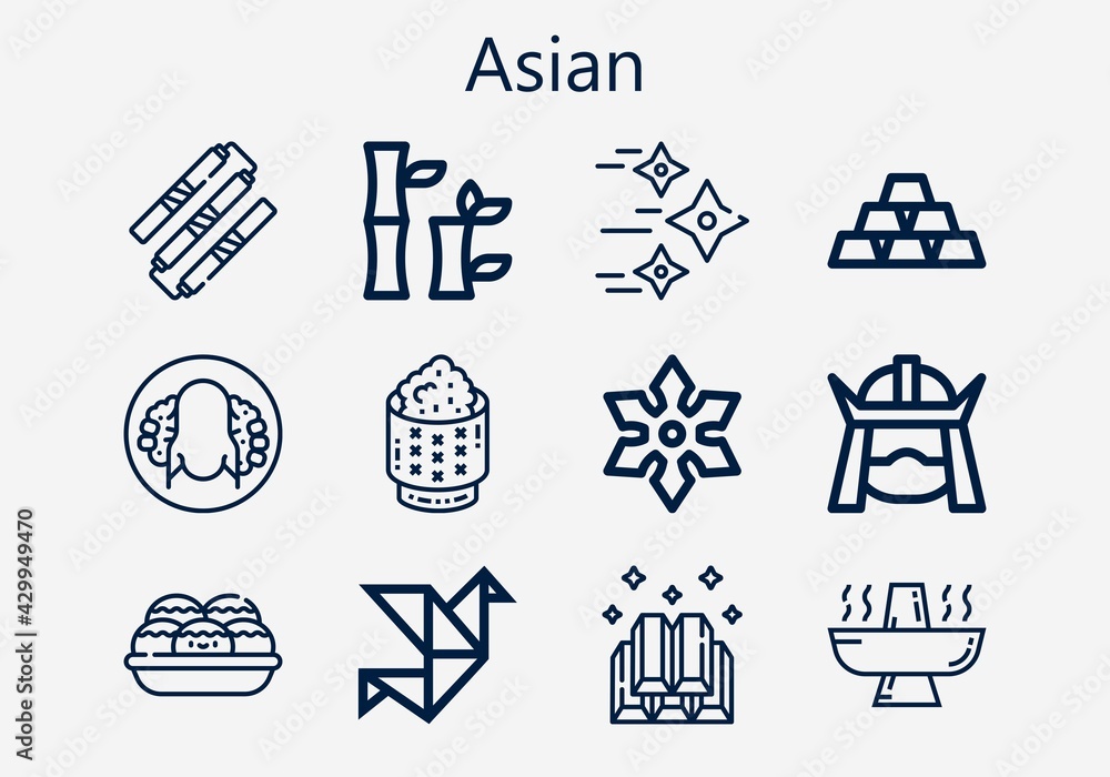 Premium set of asian [S] icons. Simple asian icon pack. Stroke vector ...