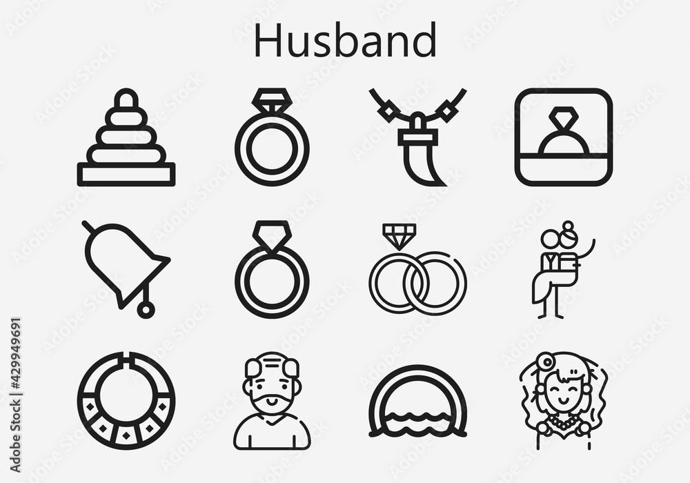 Premium set of husband [S] icons. Simple husband icon pack. Stroke ...