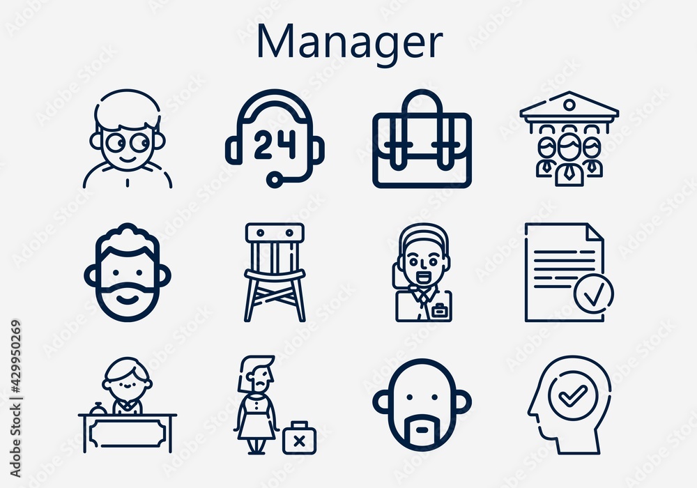 Premium set of manager [S] icons. Simple manager icon pack. Stroke ...