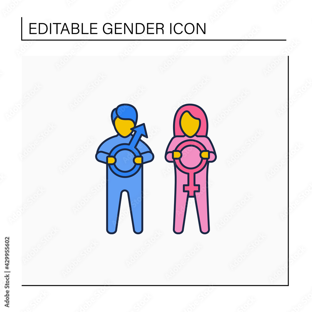 Gender line icon. Modern male and female sing. Sexual affiliation. Self ...