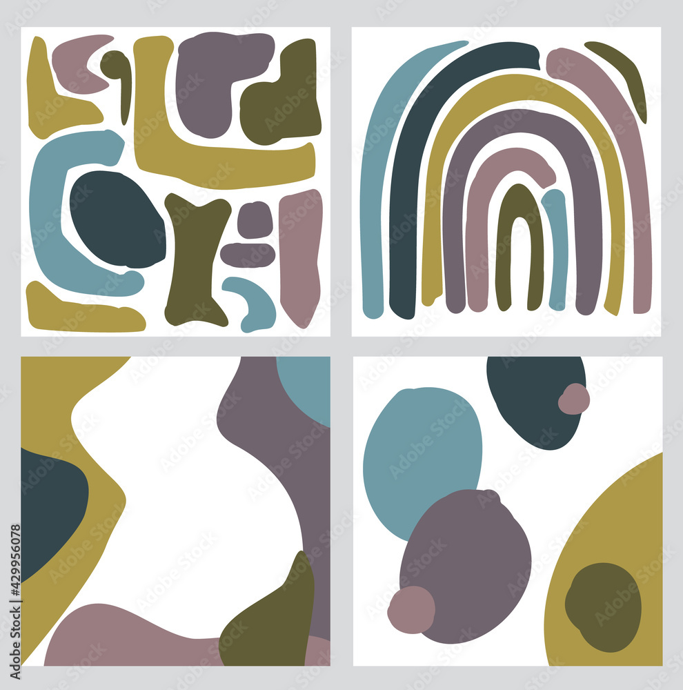 abstract backgrounds with irregular shapes set in earth color palette ...