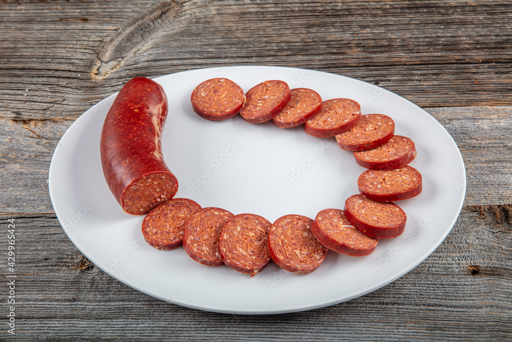 Turkish sausage (Turkish name; Turkish sucuk). Turkish sausage kangal ...