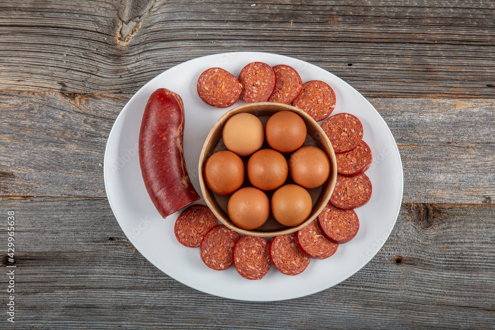 Turkish sausage (Turkish name; Turkish sucuk). Turkish sausage kangal ...