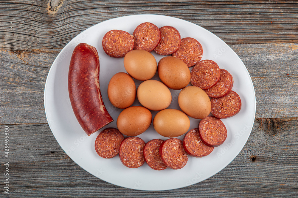 Turkish sausage (Turkish name; Turkish sucuk). Turkish sausage kangal ...