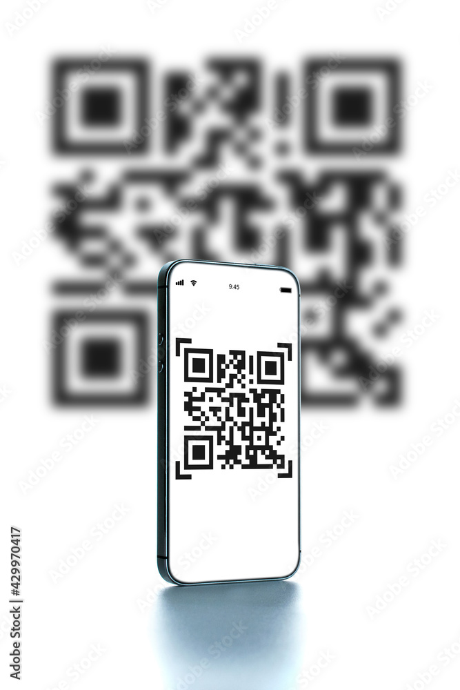 Qr code mobile. Digital mobile smart phone with qr code scanner on ...
