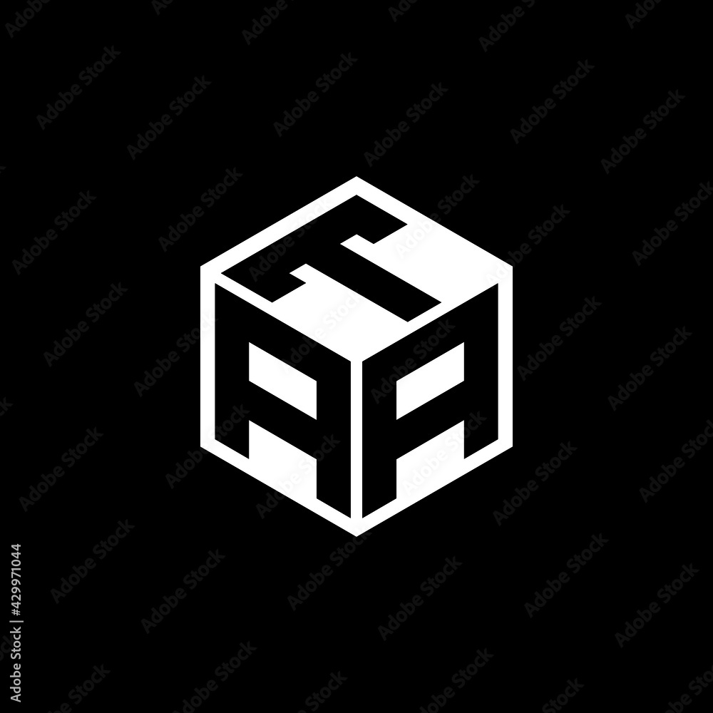 AAT letter logo design with black background in illustrator, cube logo ...
