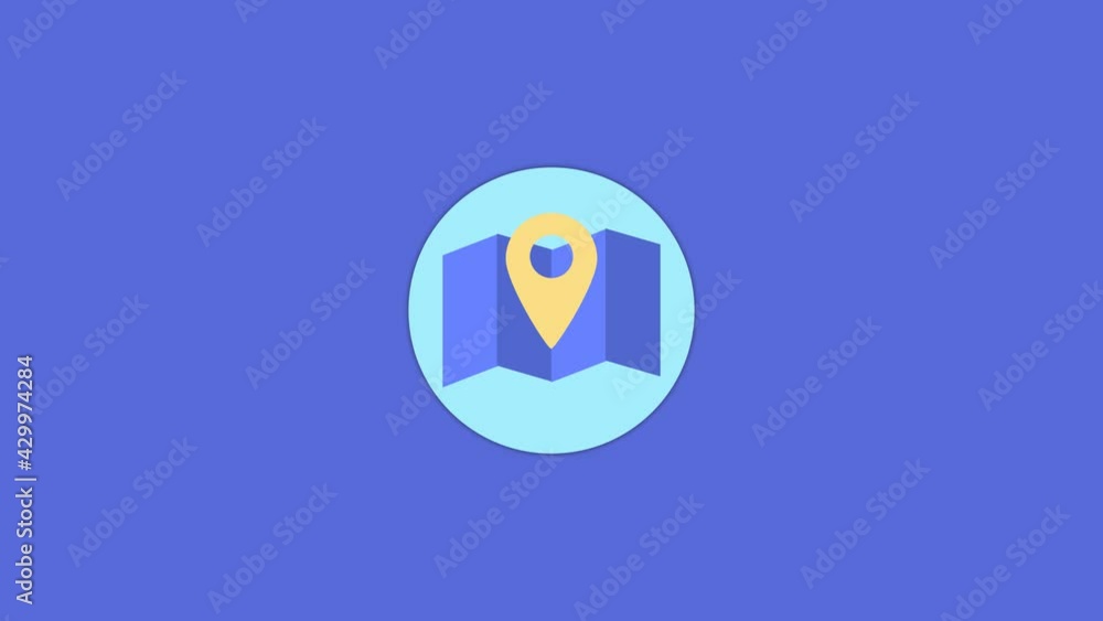 Flat animated map icon with GPS marker. Navigation by maps concept ...