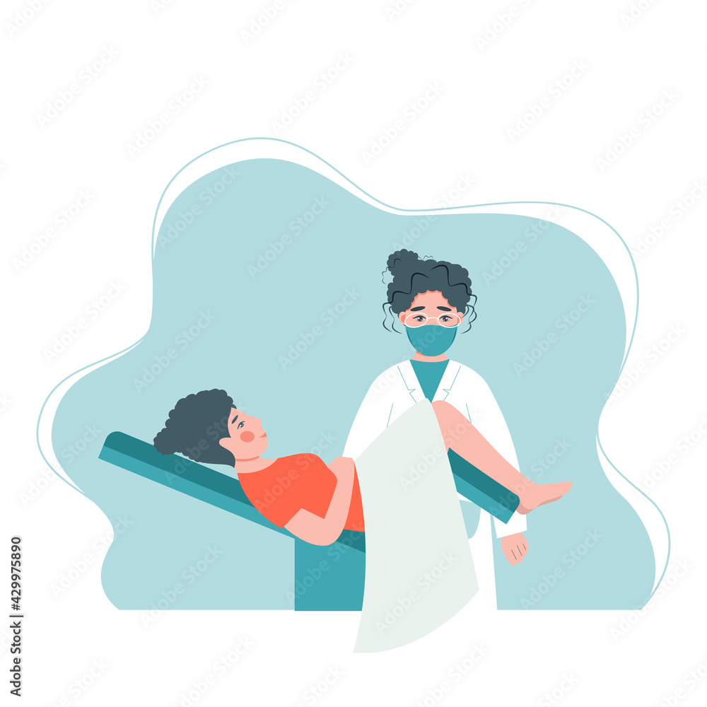 Gynecologist doctor examining woman lying in gynecological chair ...