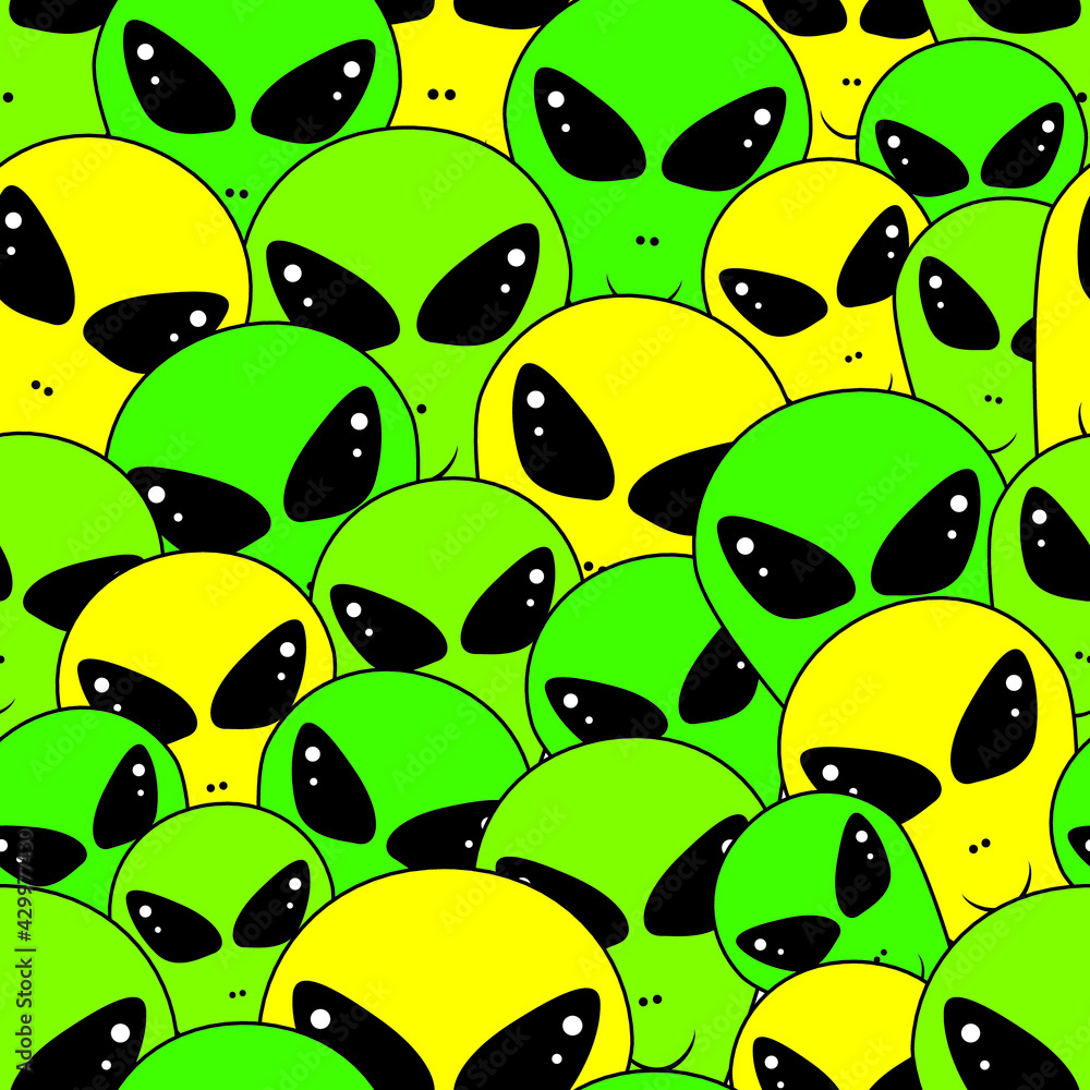 Green aliens seamless pattern for wrapping, wallpaper, textile, paper ...