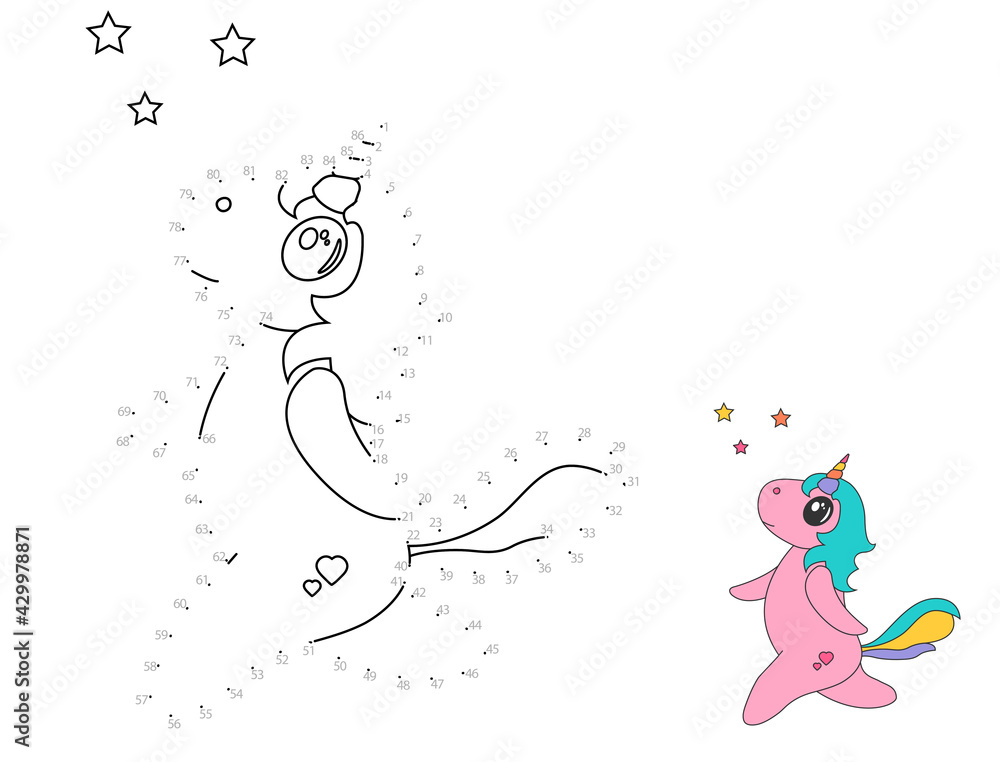 Point-to-point game. Draw a line. Unicorn. For kids. Worksheet ...