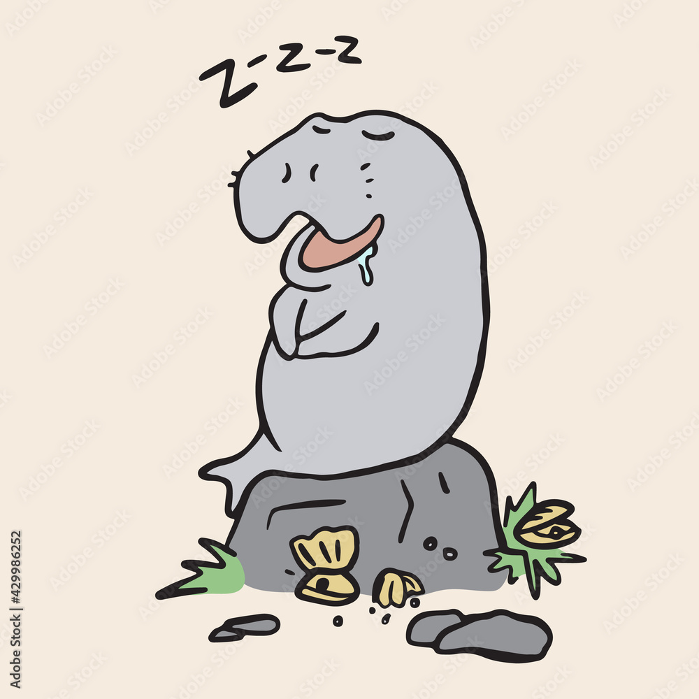 Dugong character. Vector hand drawn Manatee or Sea Cow mascot ...