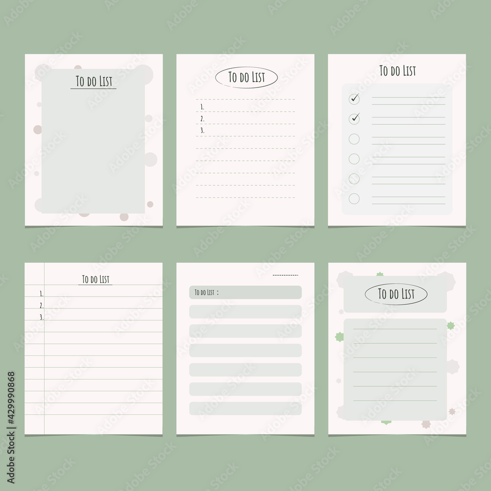 Flat design To do list and check list template set. Stock Vector ...