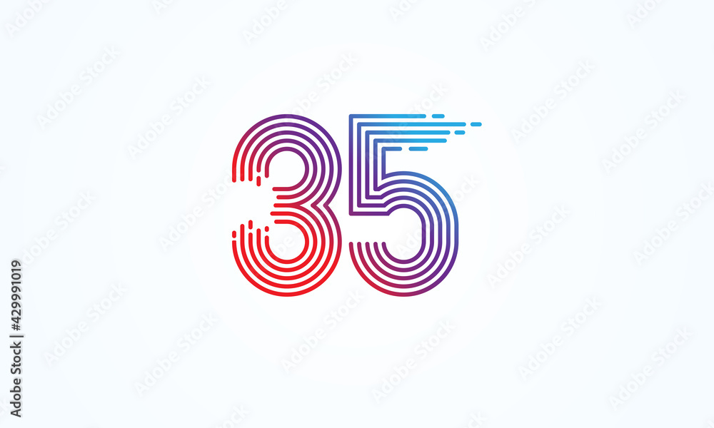 Abstract 35 Number Logo, number 35 monogram line style, usable for ...