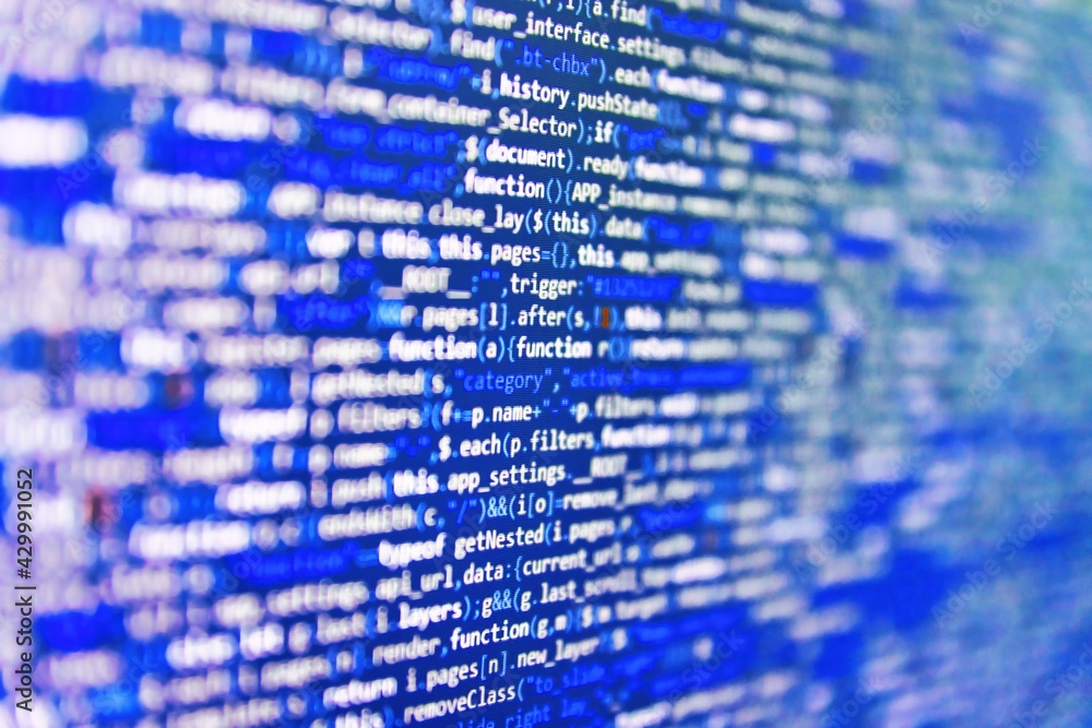 Html Css3 Source Code On Lcd Screen With Black Background Developer Working On Program Codes In