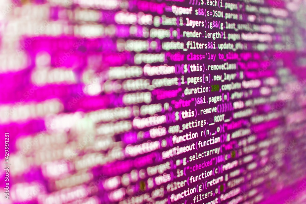 Hi Tech Modern Screen Of Data Digits And Chars On Monitor Abstract Computer Script Source Code