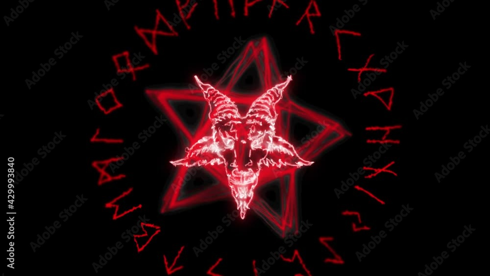 Burning Pentacle symbol in a circle. Fire animation pentagram symbol ...