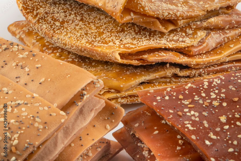 Turkish Pestil / Dried Fruit Pulp with Sesame. Mulberry pulp (pestil ...