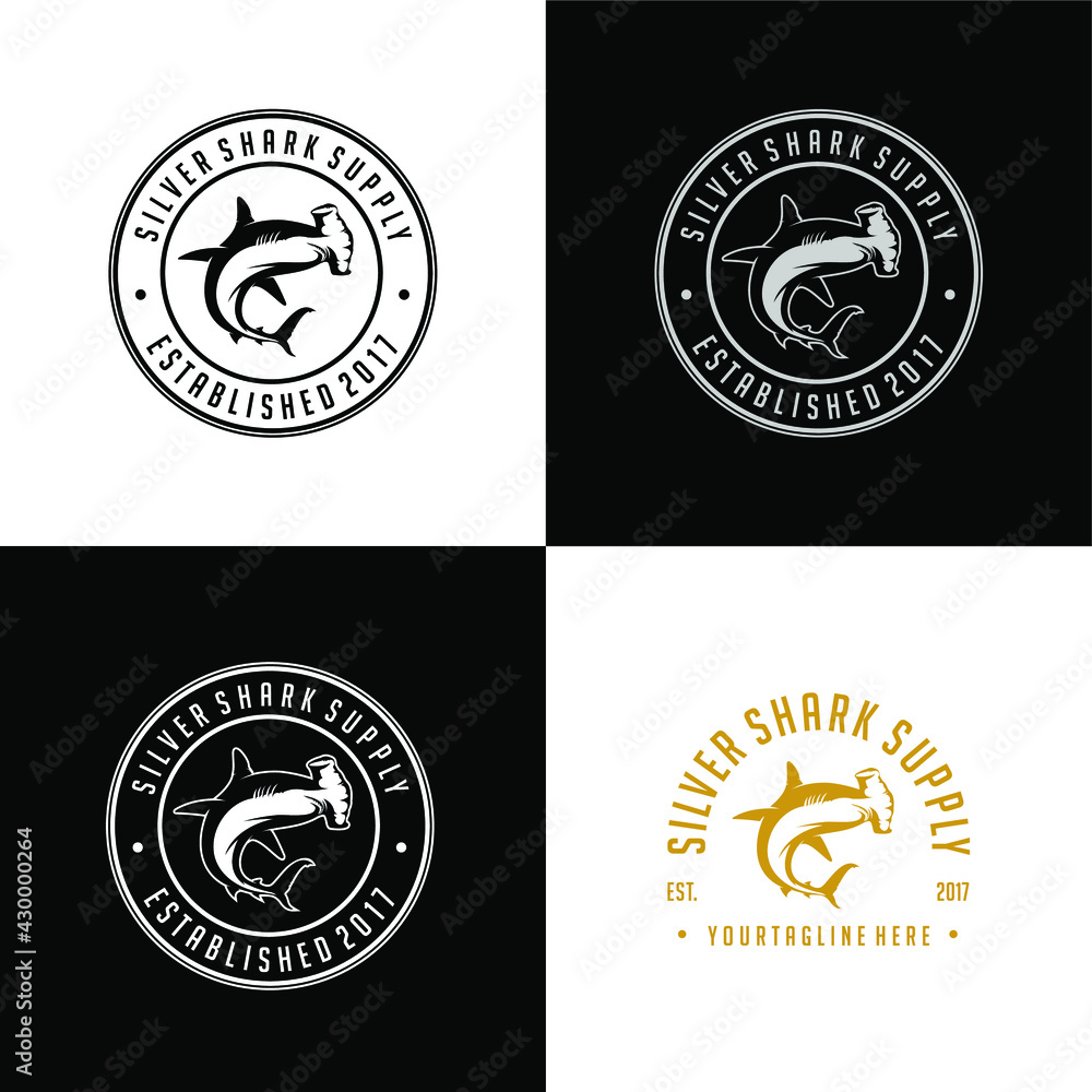 Vetor de Silver hammer shark logo tamplate do Stock | Adobe Stock