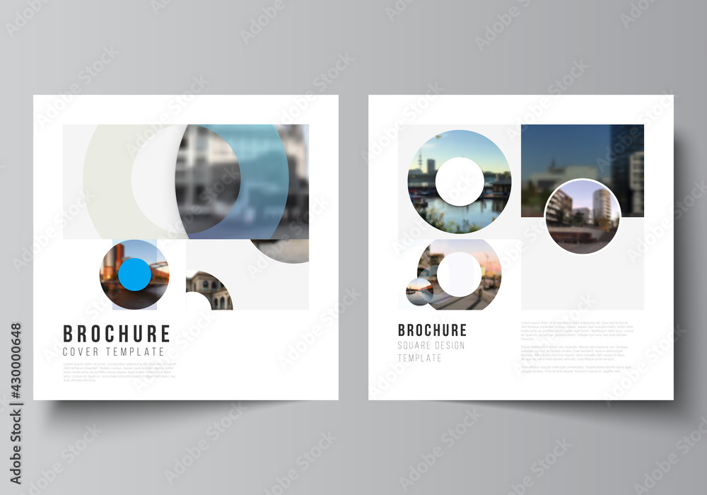 Vector layout of two square format covers templates for brochure, flyer ...