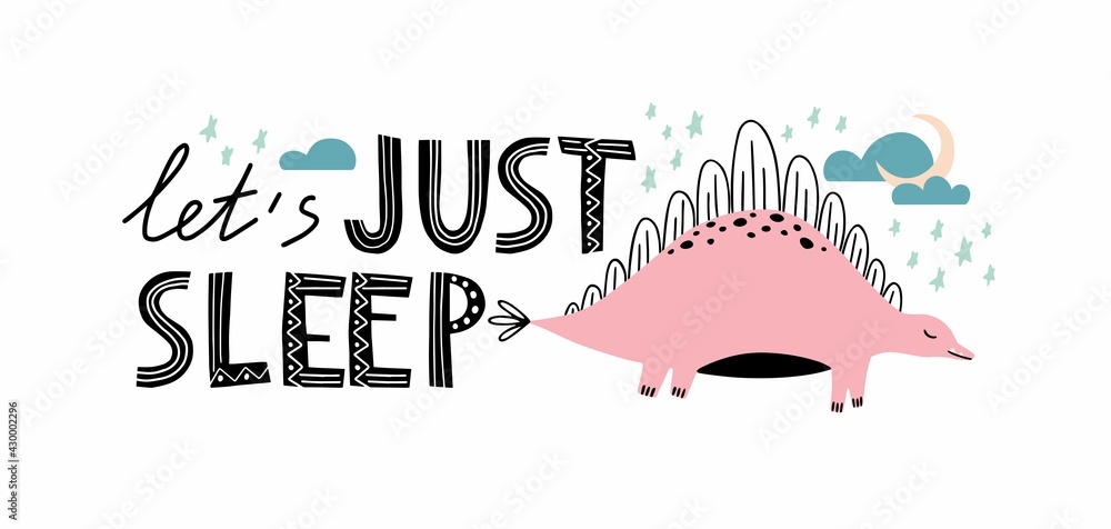 Cute stegosaurus color flat vector character. Sleeping dinosaur ...