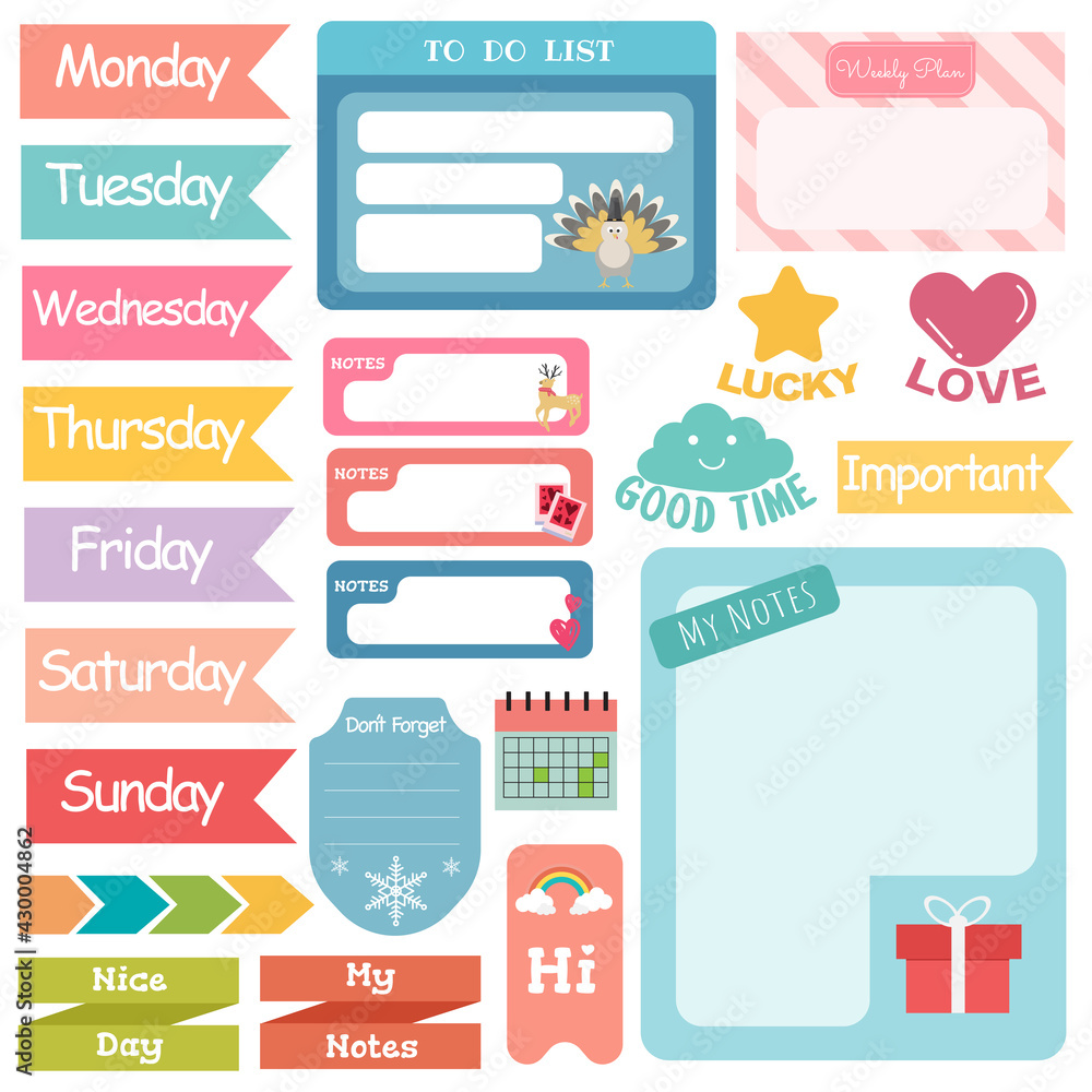 Cute paper notes. Stationary set. Scrapbook notes and cards.Printable ...