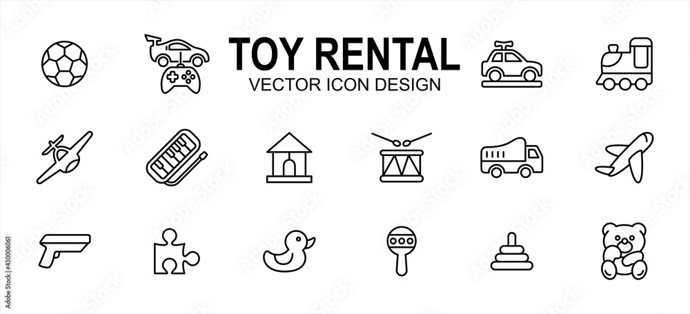 Simple Set of toy rental service Related Vector icon user interface ...