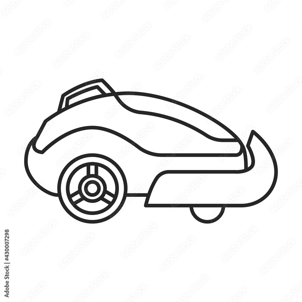 Lawn mower vector outline icon. Vector illustration lawnmower on white ...