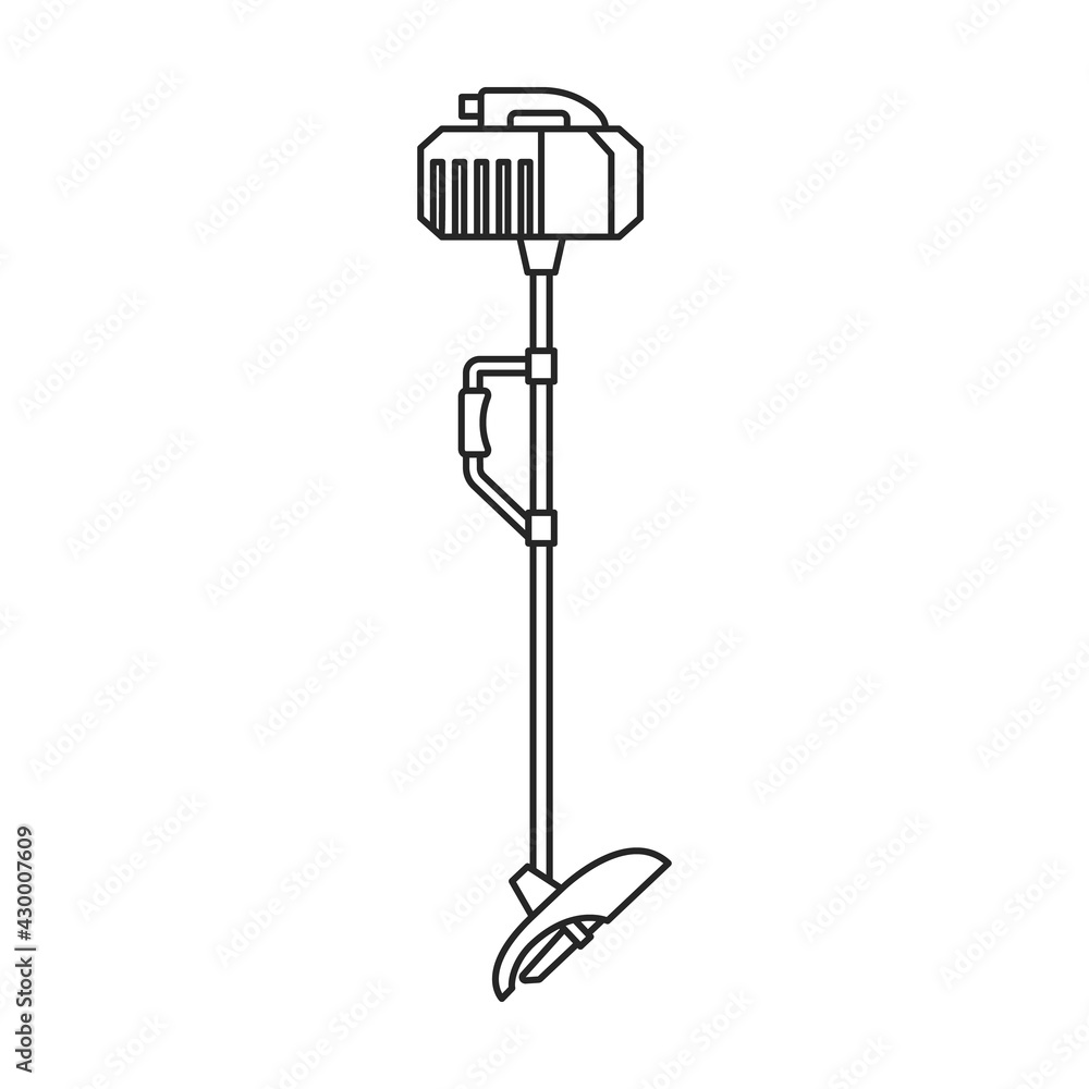 Lawn mower vector outline icon. Vector illustration lawnmower on white ...